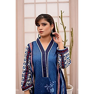 IshDeena Indian Kurta Set for Women Ready to Wear - Pakistani Dresses, Salwar Kameez, Palazzo Kurti Set, Shalwar Kameez Set (3X-Large/Blue)
