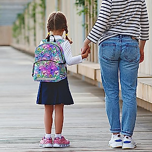 MNSRUU Kids Backpack Girls, Pink Flamingo Tropical Bird Flower Toddler Hiking Backpack, Children Backpacks for School, Preschool Nursery Travel Bag, Chest Strap