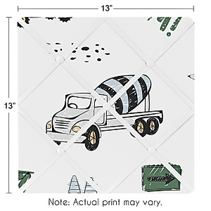 Sweet Jojo Designs Construction Truck Fabric Memory Memo Photo Bulletin Board - Grey Yellow Black Blue and Green Transportation