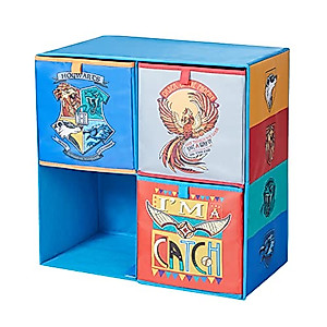 Harry Potter Collapsible Storage Cubby Unit and Bookshelf with 3 Collapsible Cubes