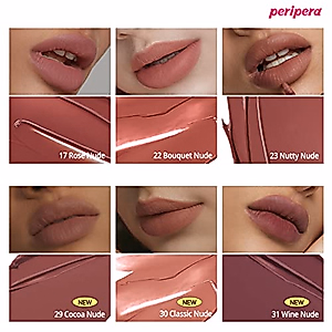 Peripera Ink the Velvet Lip Tint | High Pigment Color, Longwear, Weightless, Not Animal Tested, Gluten-Free, Paraben-Free | #017 ROSY NUDE, 0.14 fl oz