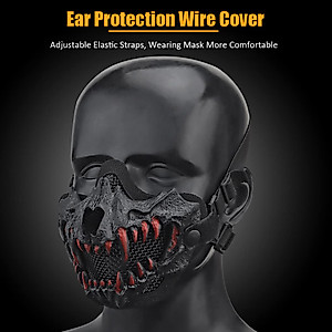 Yzpacc Airsoft Half Face Skull Masks Tactical Face Protection Mesh Mask for Halloween Paintball CS Hunting