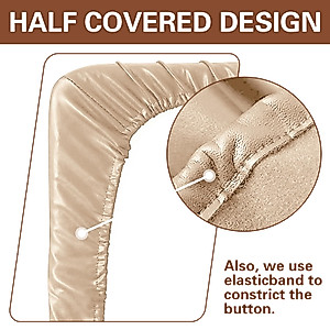 Auctus Polyurethane Leather T-Cushion Covers Waterproof Elastic Seat Covers, Waterproof Sofa Cushion Covers, Furniture Protectors, Sofa Cushion Covers, Sofa Seat Covers (2 Pieces, Light Camel)