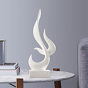 Joylern Resin Art Statue Minimalist Figurines Abstract Sculpture Desk Table Sculpture Ornaments for Home Bedroom Living Room Garden Office - White