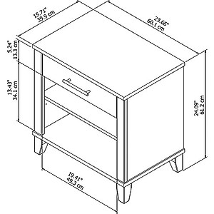Bush Furniture Somerset Nightstand in Ash Gray
