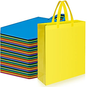 100 Pcs Reusable Totes Bag Set Non Woven Grocery Bags Shopping Tote Bag with Handles Fabric Bulk Heavy Duty Multi Color Foldable Containers for Parties, Shopping, 12 x 15 x 4 Inch, 10 Assorted Colors