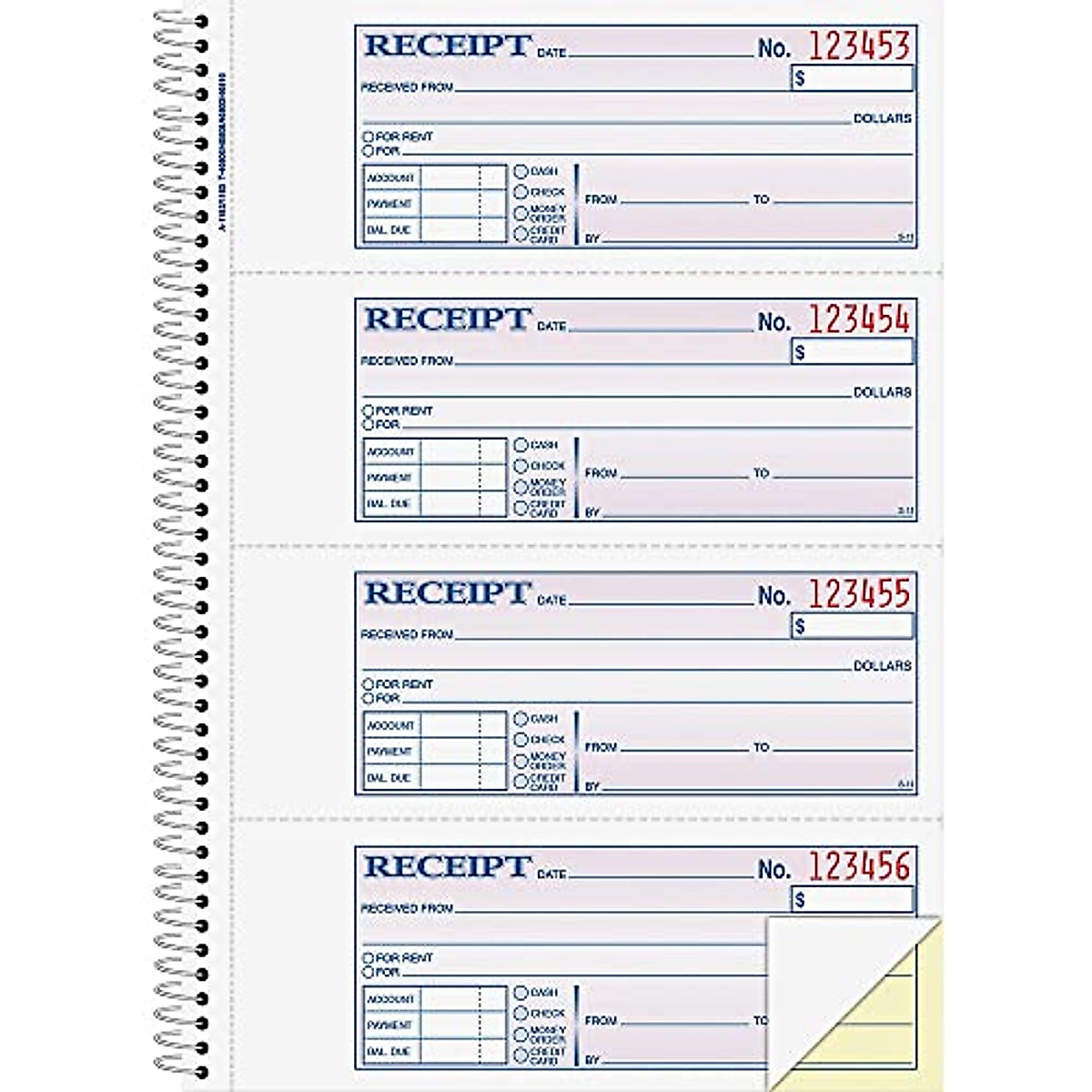 Adams(R) Carbonless 2-Part Spiral Money/Rent Receipt Book, 7 5/8in. x 11in., Book of 200 Sets, SC1182