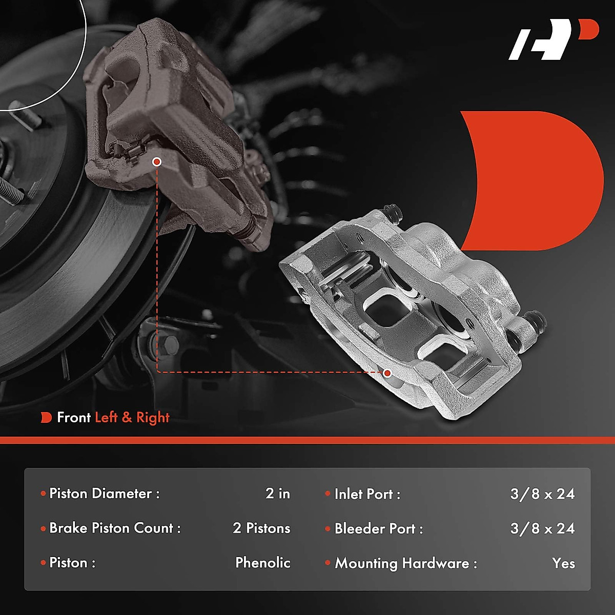 A-Premium Disc Brake Caliper Assembly with Bracket Compatible with Ford & Lincoln Models - F-150 1999-2003 (7700 lb GVW), F-250 1997-1999, Expedition 1997-2002, Navigator 1998-2002 - Front Side