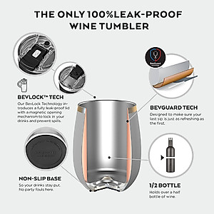 BrüMate Uncork'd XL MÜV - 100% Leak-Proof 14oz Insulated Wine Tumbler with Lid - Vacuum Insulated Stainless Steel Wine Glass - Perfect For Travel & Outdoors (Carrara)