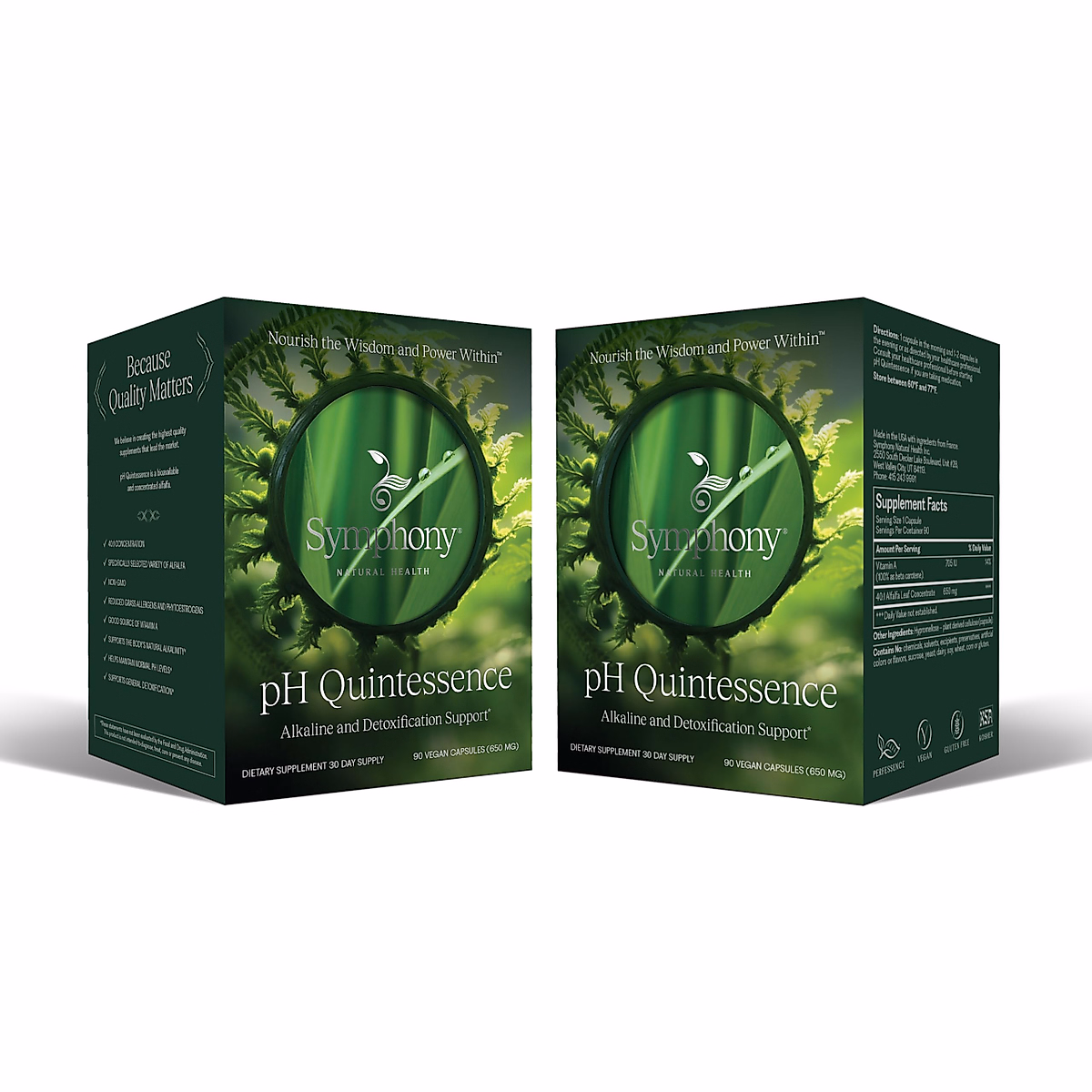 Natural Health International pH Quintessence - 40:1 Alfalfa Concentrate - 180 Vegan Capsules (60 Day Supply) – Alkaline The Body, Balance pH and Support Detox (2 Pack)