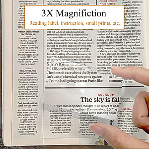 MAGDEPO Page Magnifying Sheet 3X Lightweight Optical Plastic Fresnel Lens with 3X Card Magnifiers, for Reading Small Prints, Map, Book, Magazine, etc.