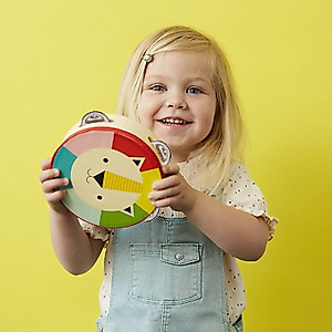 CertBuy 3 Pcs Wooden Handheld Tambourines, 8" Double Rows Jingle Tambourine, Jingles Drum Instrument for Adults, Kids, Party and Games