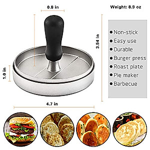 Uniyou Burger Press Hamburger Press Patty Maker Non-stick Aluminum Burger Press Patty Maker Mold with 100 Wax Papers for Barbecue Grill Stuffed Cheeseburger Burger Stuffer Beef