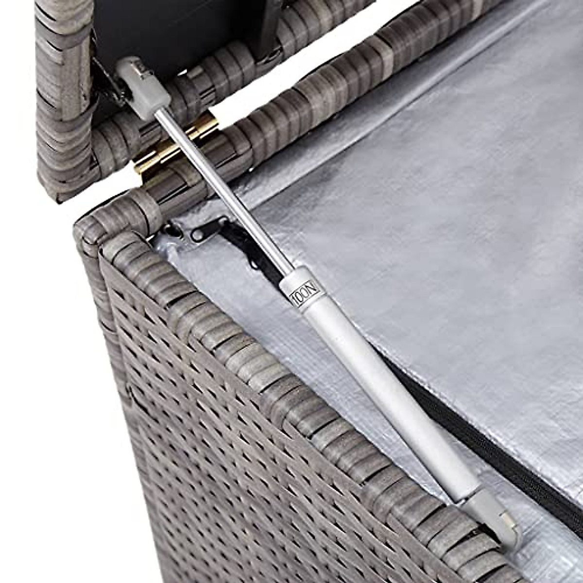 Large Poly Rattan Deck Box Outdoor Storage Boxes for Patio Furniture, Outdoor Cushions, Garden Tools and Pool Supplies-Waterproof,39.4"x19.7"x19.7" Gray