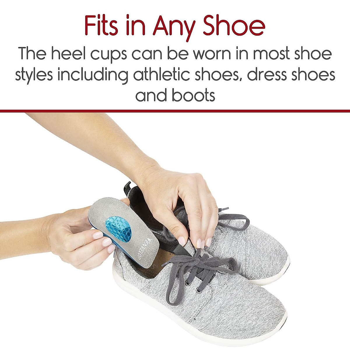 Vive Envelop Gel Heel Cups - Heel Cushion for Women, Men, Bone Spur, Plantar Fasciitis Support - Shoe Inserts Provide Foot Pain Relief