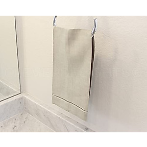 CleverDelights Light Stone Hemstitched Hand Towels - 6 Pack - 14" x 22" - 45/55 Cotton Linen Blend