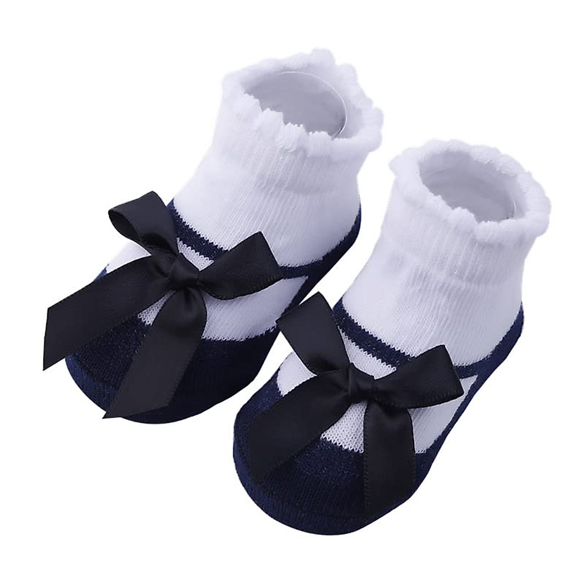 Toptim Newborn Baby-girls Socks and Bow Infant Toddler Ankle Socks (0-6 Months, 10 Pack)