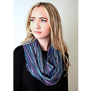 Anika Dali Women's Shimmer Sparkle Infinity Scarf- Festival Boho Bliss Fashion Scarf (Blue Turquoise)