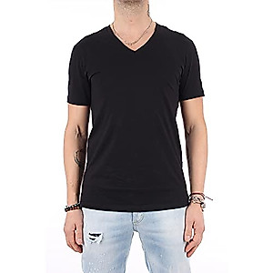 A|X Armani Exchange Men's Basic Pima V Neck Tee, Black, Medium