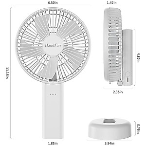 HandFan 6 Inch Handheld Fan 4000mAh Battery Operated Fan 6 Settings Personal Desktop Fan with 5-34H Working Time Removable Base Strong Airflow
