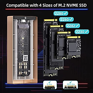 RGB M.2 NVME SSD Enclosure for Gaming, SANZANG USB 3.1 Gen 2(10 Gbps) Type C to NGFF NVME PCIe M-Key(B&M Key) External Solid State Drive Enclosure, Support UASP Trim for SSDs Size 2280/2260/2242/2230