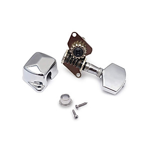 Metallor Semiclosed String Tuning Pegs Machine Heads Tuners 3L 3R Electric Acoustic Guitar parts Replacement Set of 6Pcs Chrome. (3L+3R)