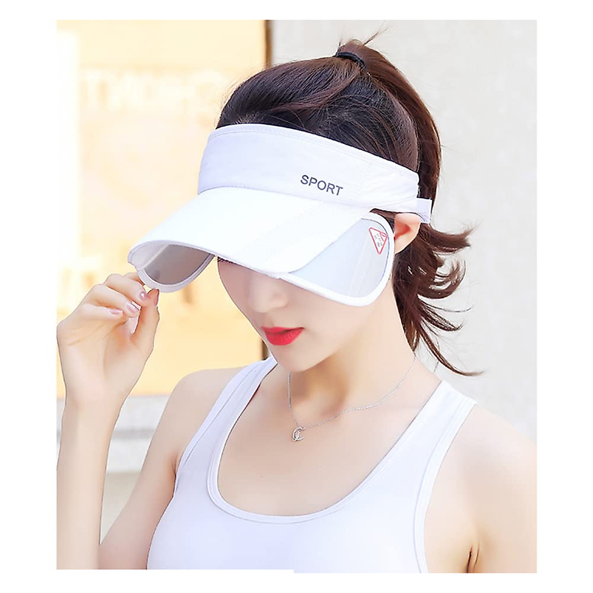 Sun Visor Hat for Women and Men 2 Pack - Retractable Brim Sport Hat, Summer Golf Tennis Running Beach Hat with Ponytail Hole