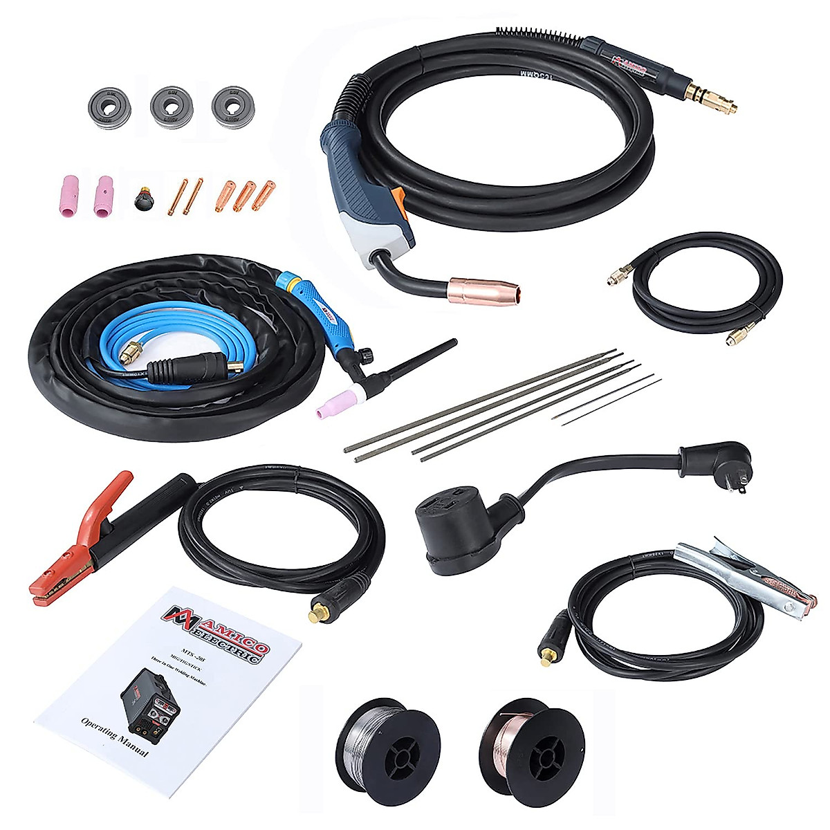 Amico MTS-205, 205-Amp MIG/MAG/Flux-Cored/TIG/Stick Arc Combo Welder, Compatible Spool Gun Welding Aluminum