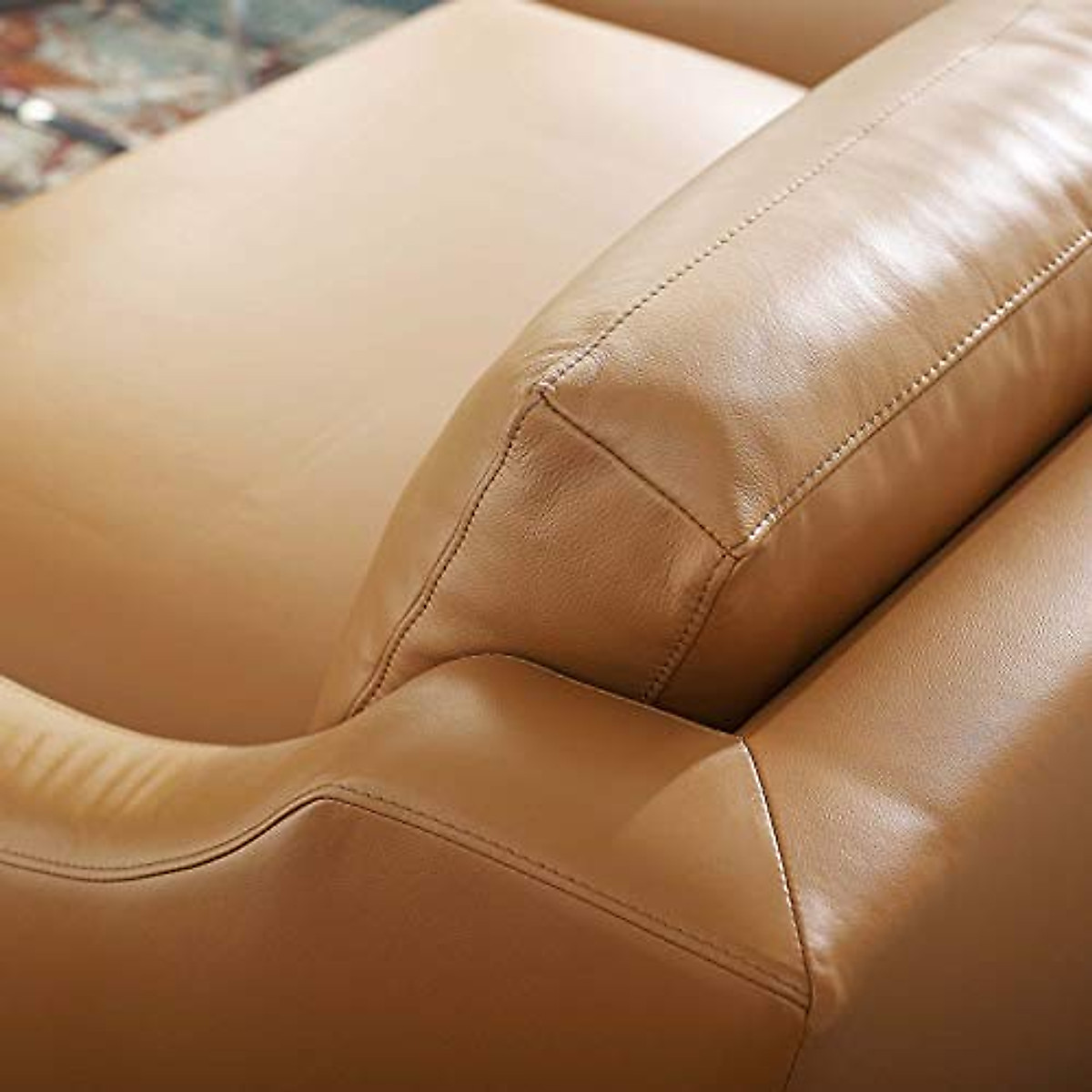 Modway Harness 83.5" Leather Sofa in Tan with Stainless Steel Base