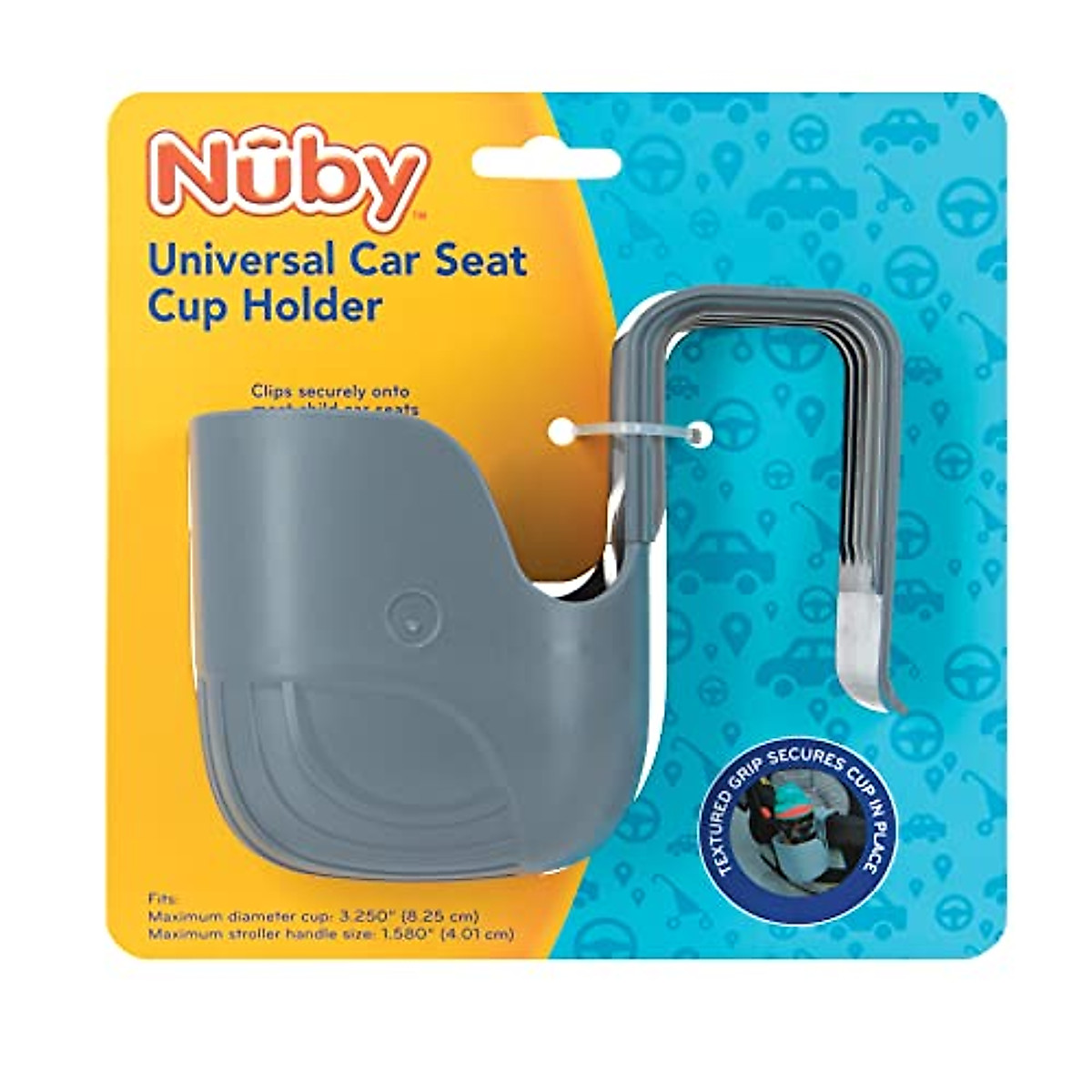 Nuby Universal Car Seat or Stroller Cup Holder- Grey, Fun Whale Character