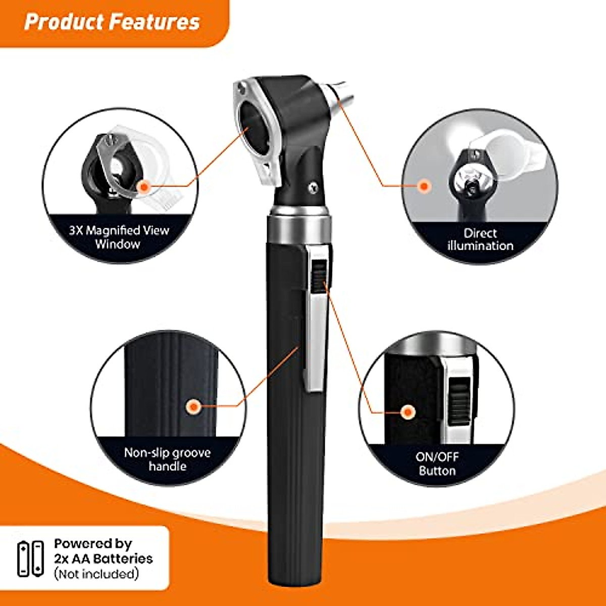 Scian Otoscope - Ear Scope with Light, Ear Infection Detector, Pocket Ear Checker Kit with 3X Magnify Lens & 8 Speculum Tips for Kids,Elders,Dogs,Home Use (Purple)