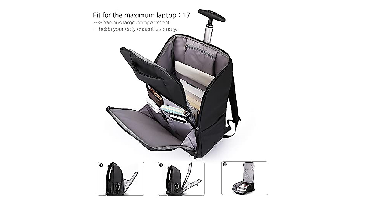 YH&GS Waterproof Rolling Backpack for Laptop & Travel | Durable & Versatile