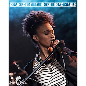 Mophead 15-Foot Balanced XLR Microphone Cable - 3-Pin XLR Male to XLR Female Pro Grade Double Insulated Tweed Braided (Black and White Diamond)