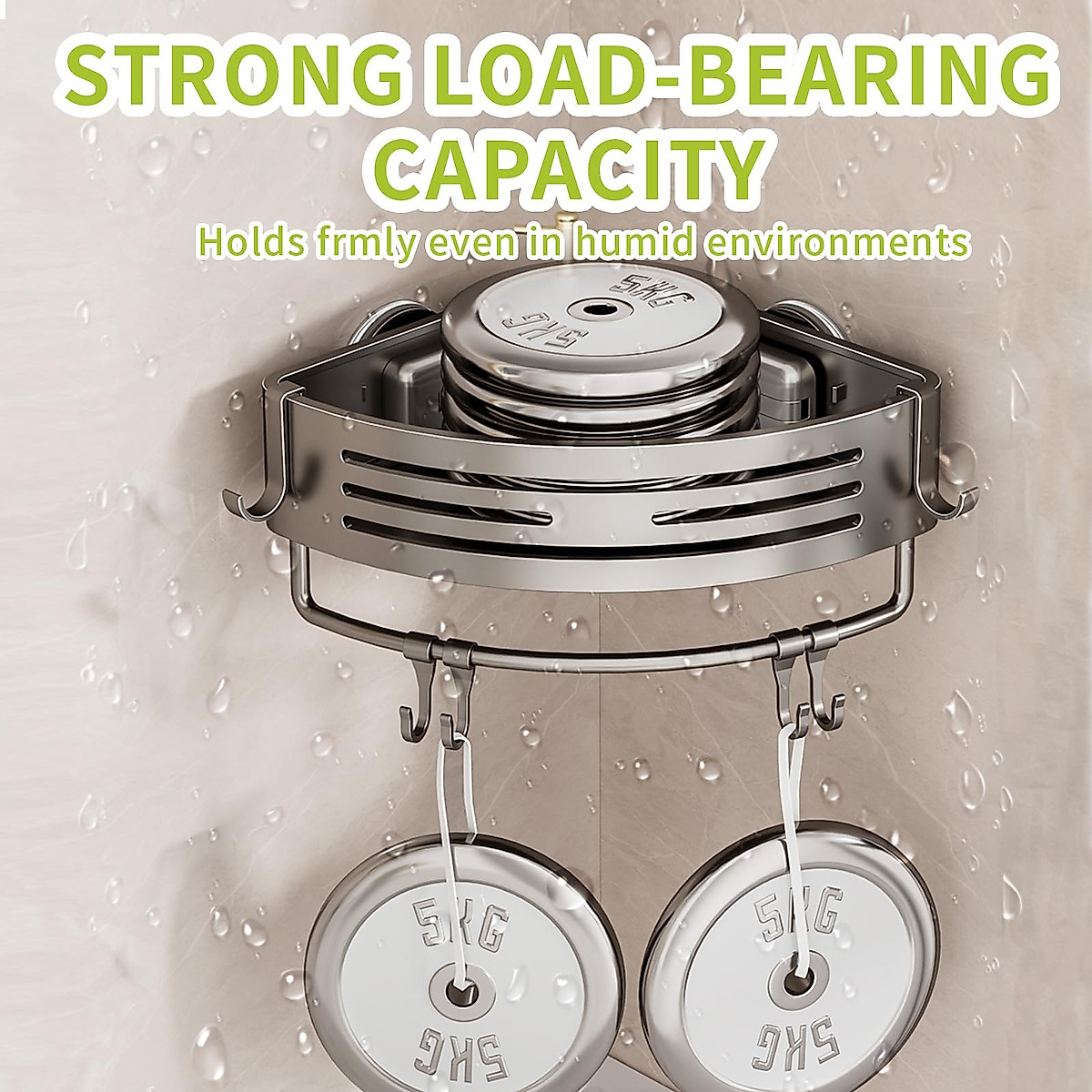 shengtianvdi Shower Caddy Suction Cup, Shower Shelves for Inside Shower, Grey Metal Shower Stroage NO-Drilling Bathroom Shower Organizer, Heavy Duty Shower Holder (Square shaped storage rack)