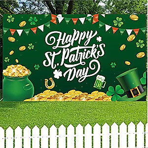 St. Patrick's Day Decorations Happy St Patricks Day Backdrops - 71x44 Inch St. Patricks' Day Banner for St. Patrick's Day Party Decor