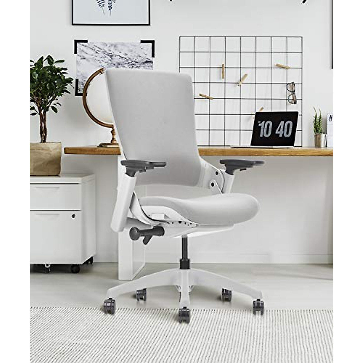 CLATINA Office Chair Swivel Executive Chair, Adjustable Ergonomic Computer Chair with 3D Armrest and Lumbar Support, Fabric Backrest Task Chair for Home Office Conference Room