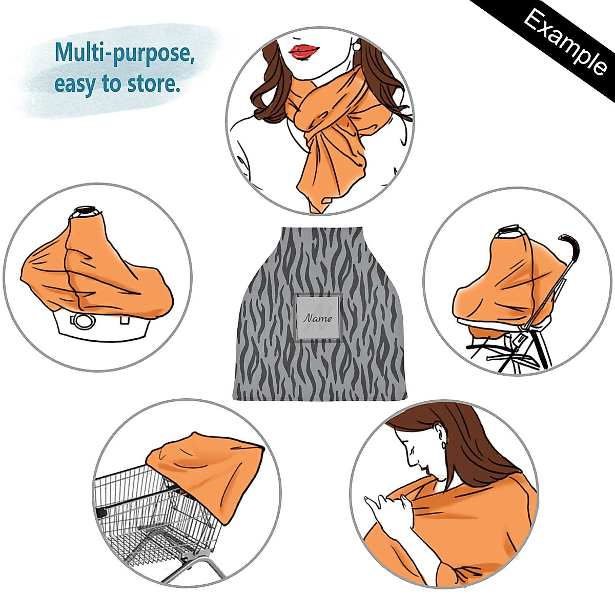 Personalized Baby Name Car Seat Covers for Babies Infant - Nursing Cover Breastfeeding Scarf, Carseat Cover for Girls and Boys, Constellation Starry Sky