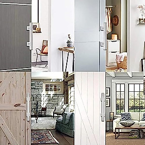 ROOMTEC 10" Barn Door Handles, Sliding barn Door Pull Handle, No Gap Flat Plate Design- Heavy Duty- Square- Easy to Install