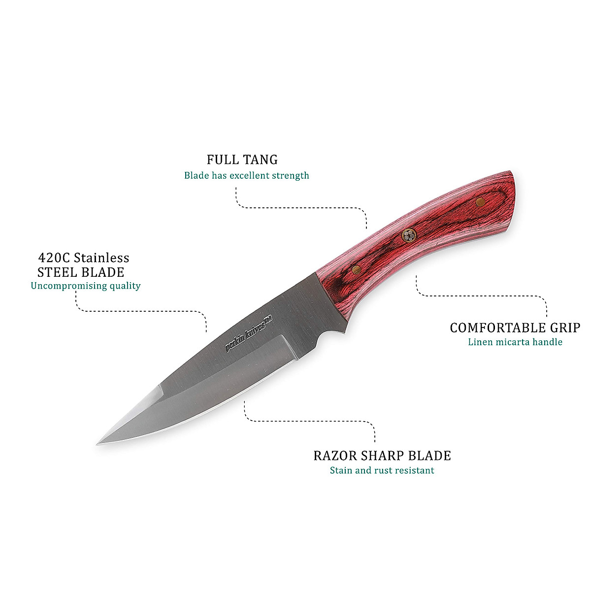 Perkin Knives HK799 Fixed Blade Hunting Knife With Sheath FIx Blade Knife