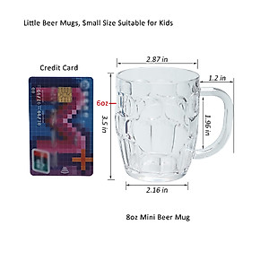Mini Plastic Beer Mugs, 8oz Clear Dimple Stein Beer Mug Suitable for Children/Kids, Dishwasher-Safe, BPA Free (10 Pcs)