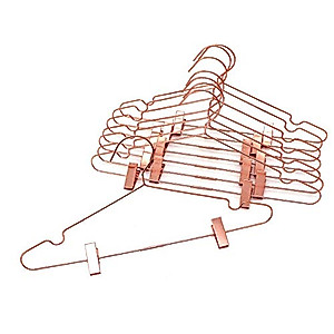 10Pack Koobay 17" Metal Hook Wire Rose Gold Copper Hangers with Clips Clothes Stroage Coat Hangers