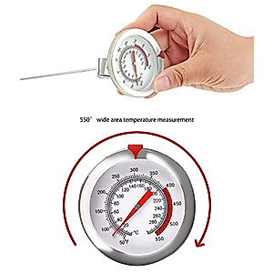 QIJING 12 inch Food Thermometer Instant readout, Long Handle with Stainless Steel Clip, no Batteries Required, Frying Thermometer for Grill, Grill Meat, Milk Foam