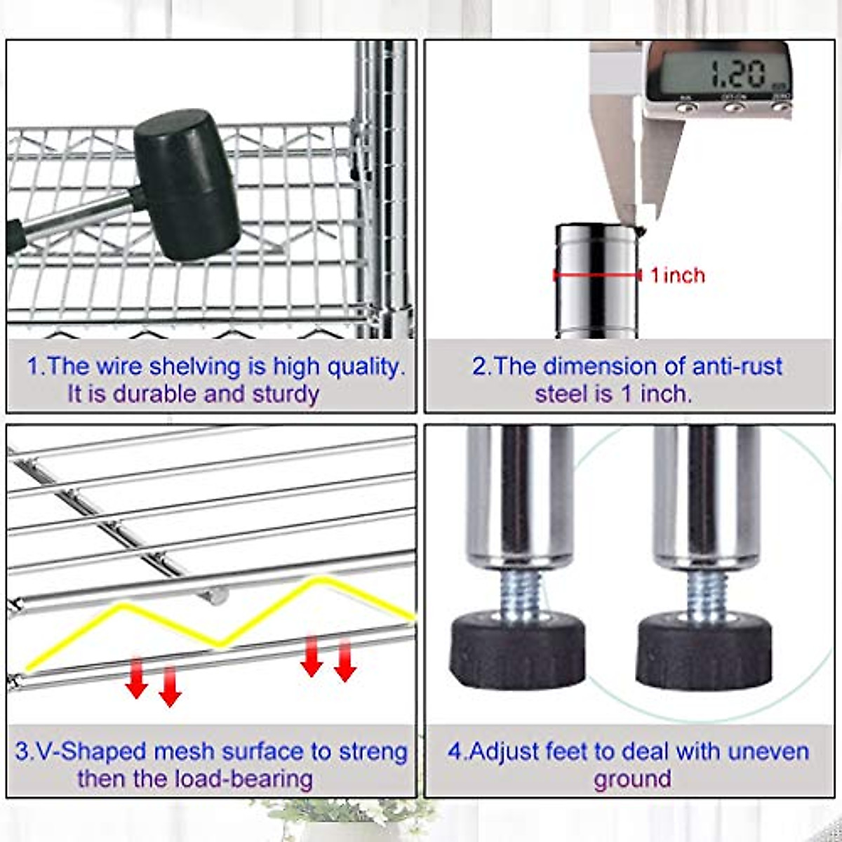 Storage Shelves Metal Wire Shelving Unit, 5-Tier NSF Heavy Duty Height Adjustable Utility Steel Garage Shelving with Leveling Feet, 36" L X 14" W X 72" H Commercial Grade Organizer Shelf Rack, Chrome
