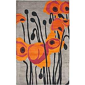 SAFAVIEH Soho Collection 5' x 8' Grey/Orange SOH853B Handmade Abstract Premium Wool & Viscose Area Rug