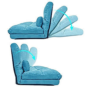 Merax Floor Sofa Bed, Foldable Sleeper Sofa Bed, Adjustable Futon Sofa Folding Lazy Sofa Floor Sofa Couch with 2 Pillows (Blue)