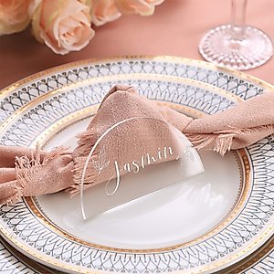 UNIQOOO 20 Pcs Clear Semicircle Acrylic Place Cards, 3.5x2 inches DIY Blank Half Circle Acrylic Sign, 1/8 inch Thick Perfect for Wedding Table Decor, Birthday, Centerpiece, Decoration, Party, Event