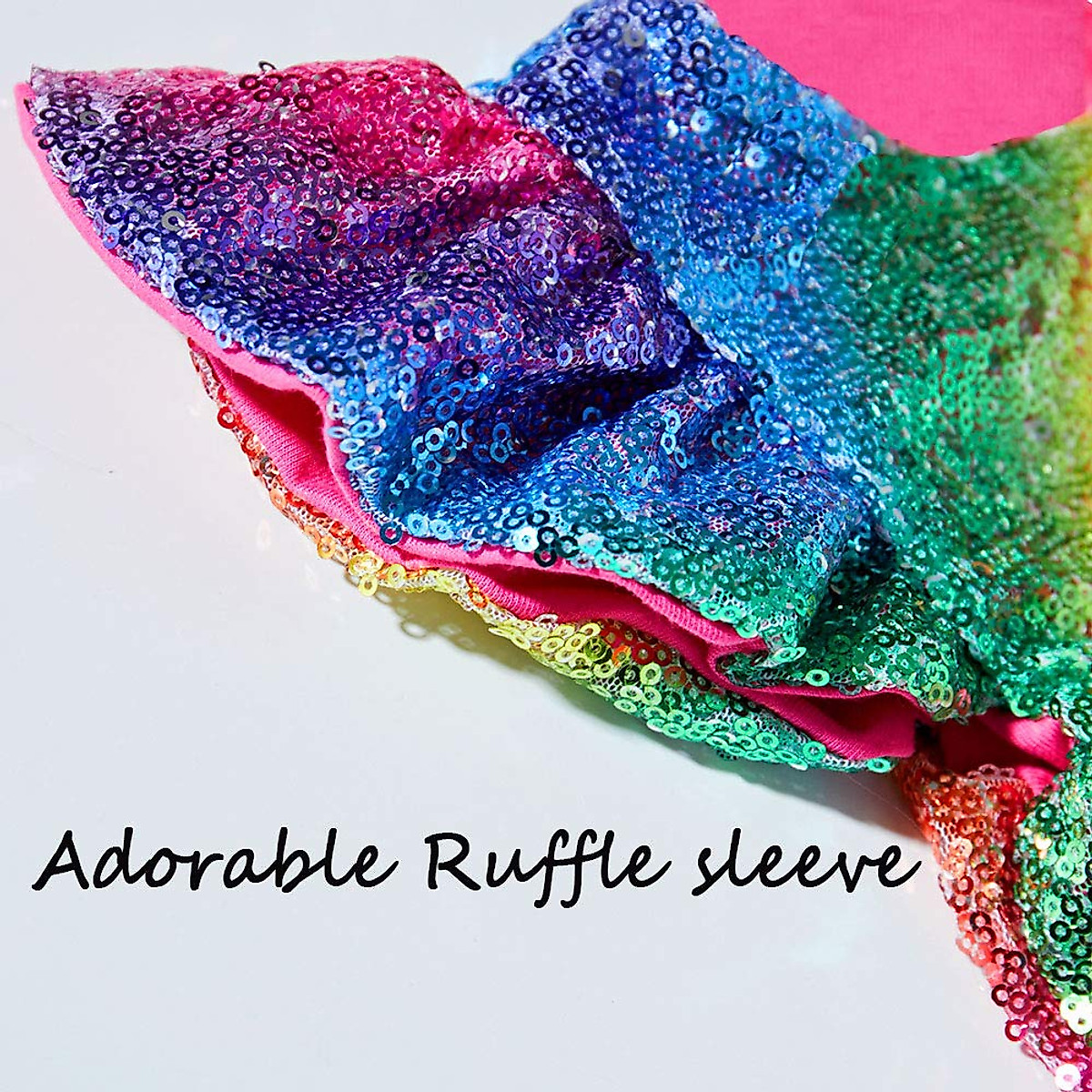 Cilucu Baby Girl Sequin Dress Ruffle Tutu Flower Girls Dress for Wedding Bridesmaid Princess Dress Kids Birthday Party Dress Easter Valentine's Day Gown Rainbow Hot Pink Size 2-3T