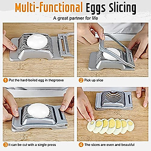 Yuzxaun Egg Slicer, Egg Slicer for Hard Boiled Eggs, Stainless Steel Wire Egg Slicer, Heavy Duty Aluminium Egg Cutter Dishwasher Safe for Egg Strawberry Soft Fruit