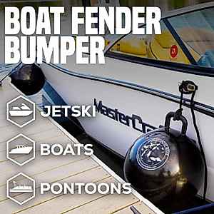 Lake Country Wake SAVur Inflatable Boat Fender Bumper with Rope Lines 4 Pack Four Boat Bumpers with Fender Lines for Boat Docking and Tie Ups