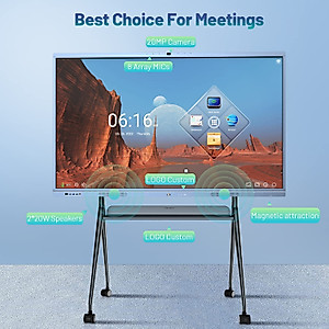 JYXOIHUB Smart Board, 65 Inch All in One Interactive Whiteboard with 4K UHD Touch Screen Flat Panel, Digital Electronic Whiteboard Built in Dual System and 20MP Camera for Classroom (65)